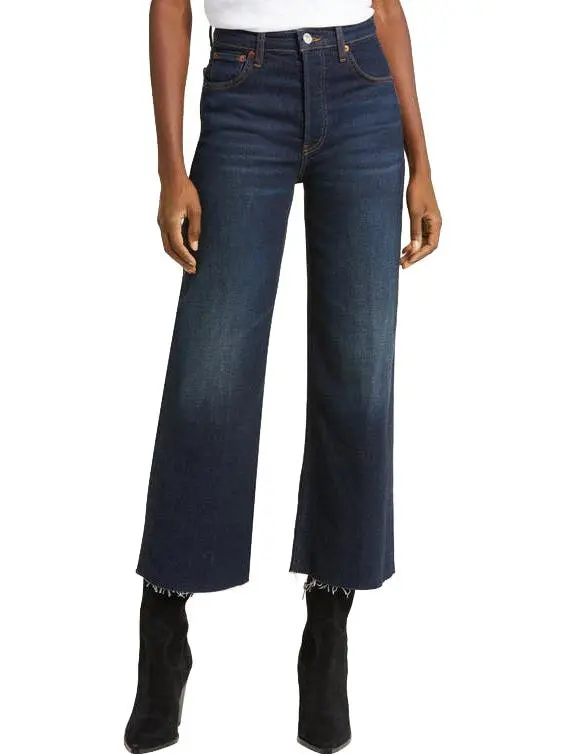 RE/DONE High-rise Wide-leg Cropped Jeans - Barely Worn