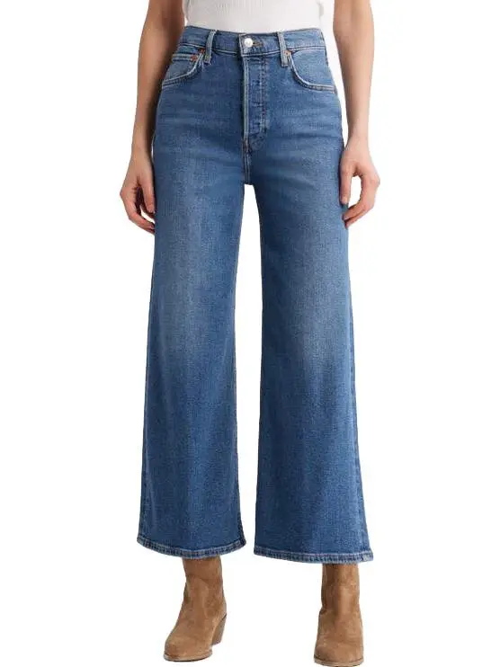 RE/DONE High-rise Wide-leg Cropped Jeans - Mid 70s