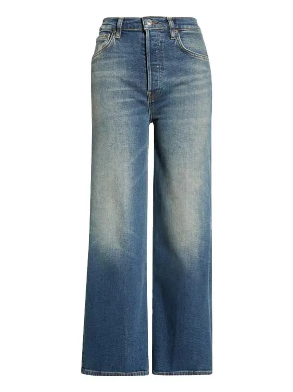 RE/DONE High-rise Wide-leg Cropped Jeans - Smoke Water