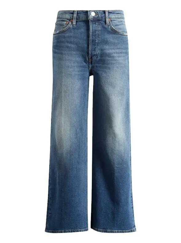 RE/DONE High-rise Wide-leg Cropped Jeans - Sonoma Indigo