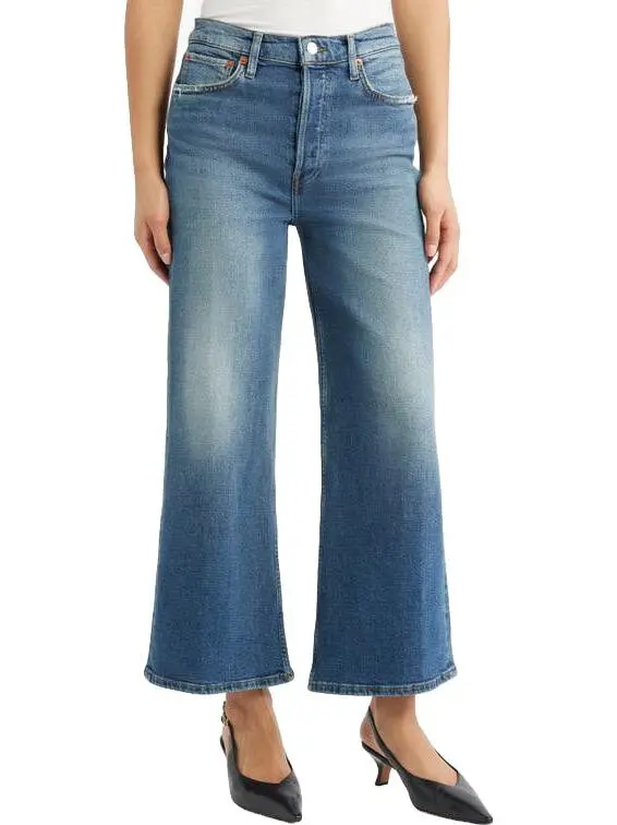 RE/DONE High-rise Wide-leg Cropped Jeans - Sonoma Indigo