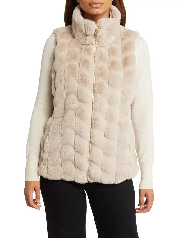 Via Spiga Reversible Faux Fur Vest - Beige