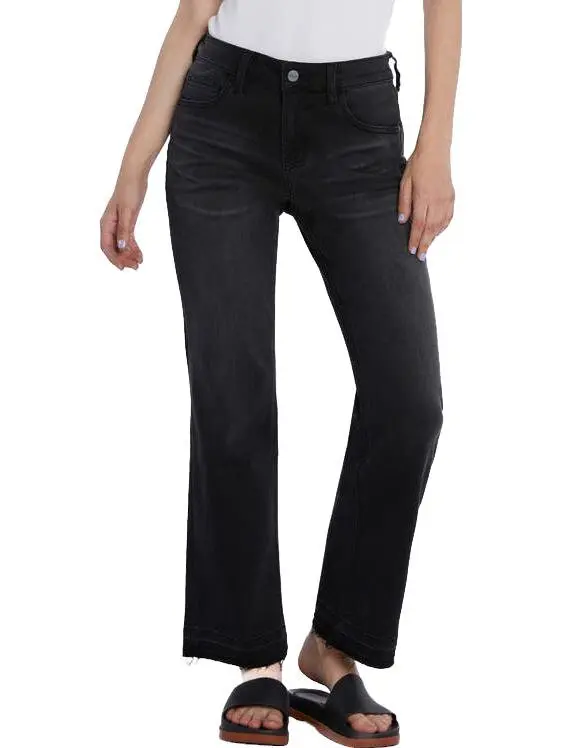 HINT OF BLU Ruby Release Hem Relaxed Straight Leg Jeans - Smoke Black
