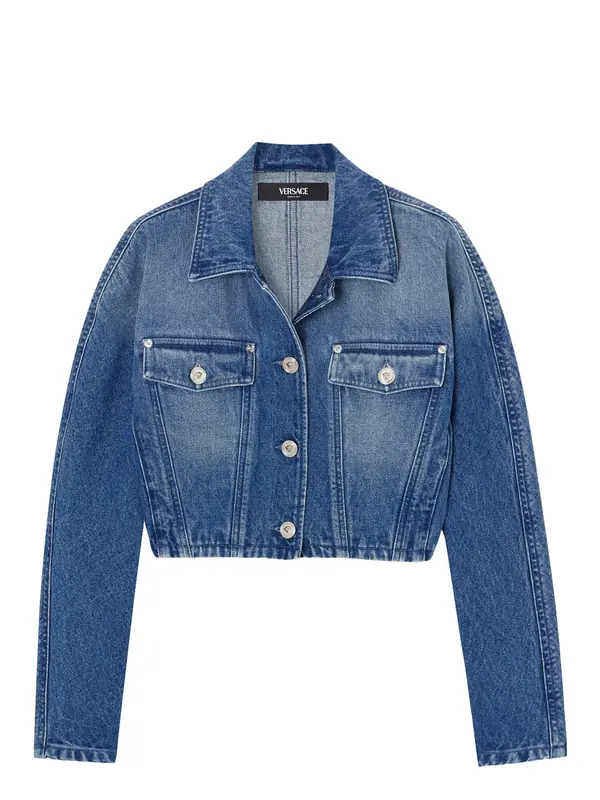Versace Cropped Denim Jacket - Blue