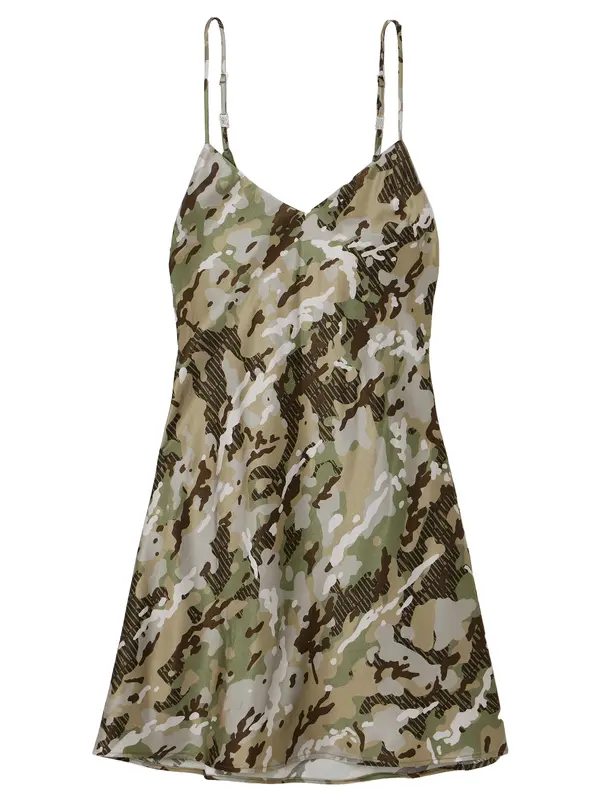 Amiri Camouflage-print Satin Mini Dress - Green