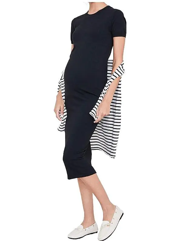 Hatch Collection Eliza Maternity Midi T-shirt Dress - Black