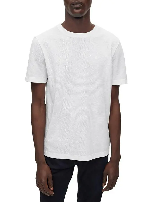 BOSS Tiburt Regular Fit Textured Short Sleeve Tee - White