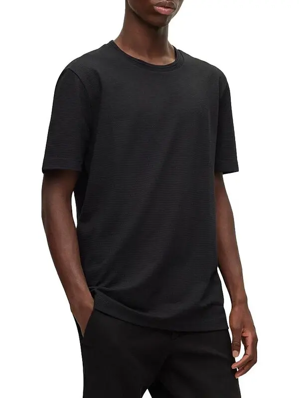 BOSS Tiburt Regular Fit Textured Short Sleeve Tee - Black