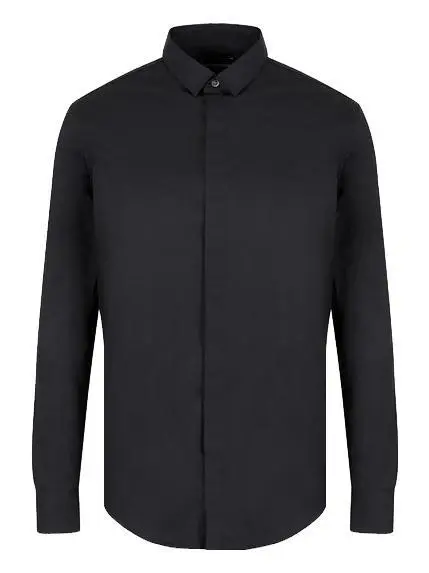 Emporio Armani Lightweight Comfortable Satin Slim-fit Shirt - Black