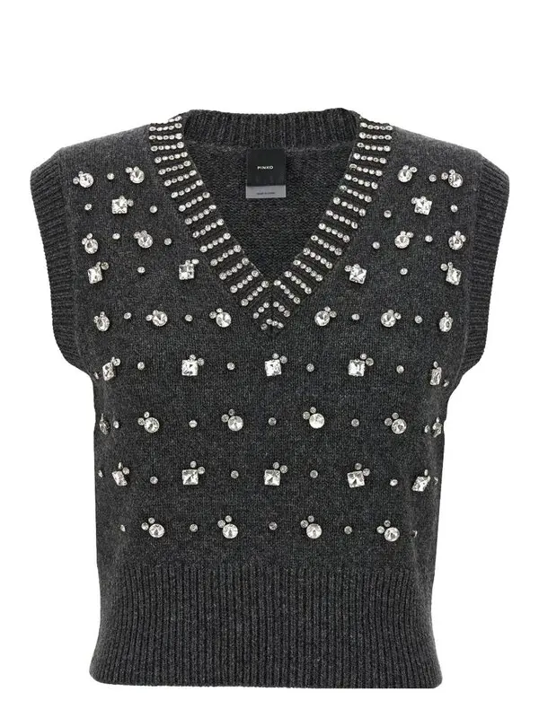 Pinko Ponziane' Embellished Vest - Grey