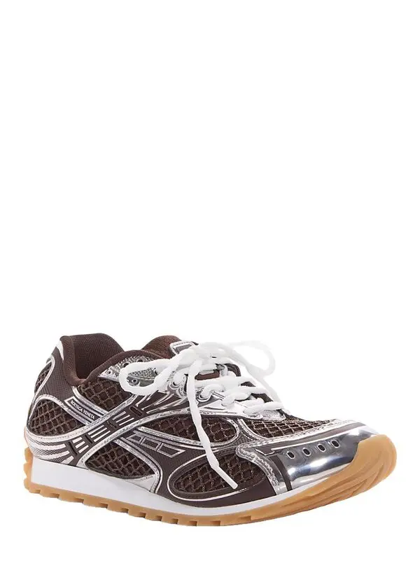 Bottega Veneta Orbit Low Top Sneakers - Dark Brown/silver