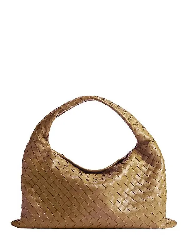 Bottega Veneta Small Hop Intrecciato Shoulder Bag - Dark Praline/brass