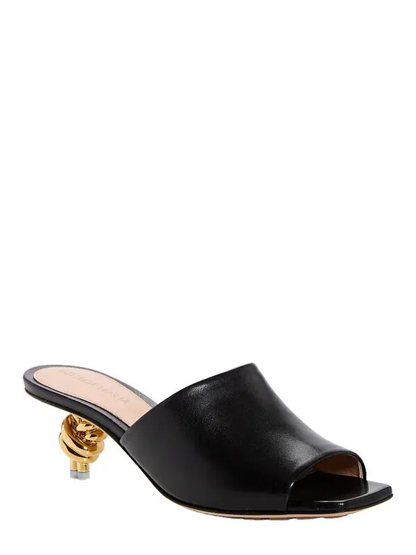 Bottega Veneta Knot Low Heel Slide Sandals - Nero