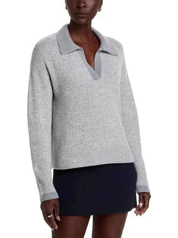 Bloomingdale'S Polo Neck Pullover - Light Gray