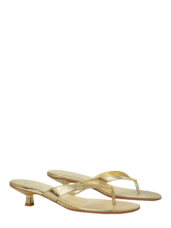 Tory Burch Capri Low Heel Thong Sandals - Gold