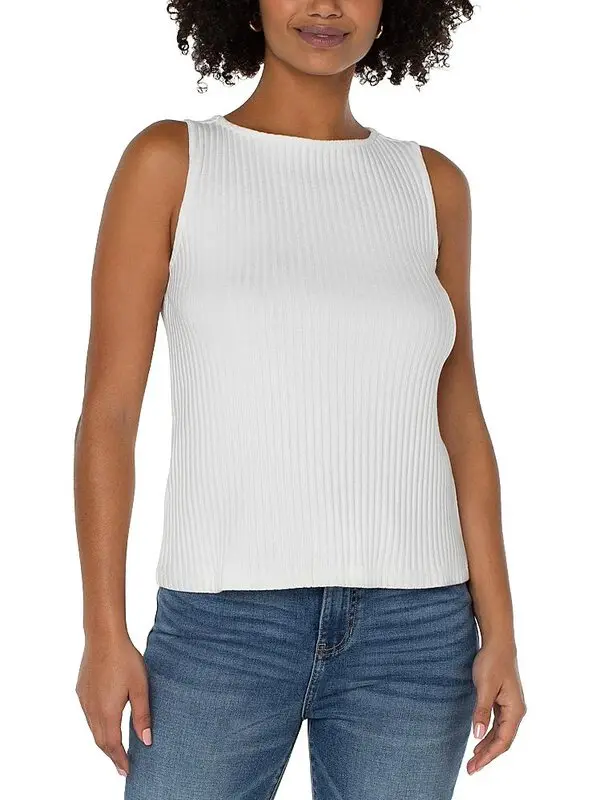 LIVERPOOL Ribbed Knit Tank Top - Snow