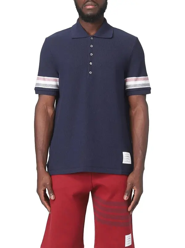 Thom Browne Polo Shirt In Cotton - Blue