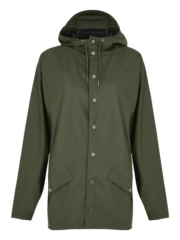 Rains Hooded Waterproof Jacket - Dark Green