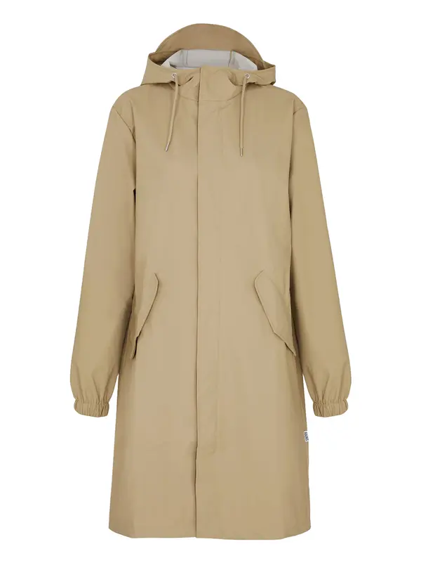 Rains Fishtail Hooded Rubberised Parka - Beige