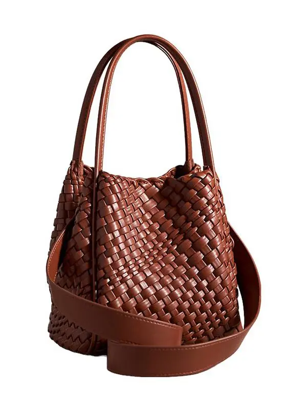 Anthropologie Hollace Woven Mini Tote - Cognac