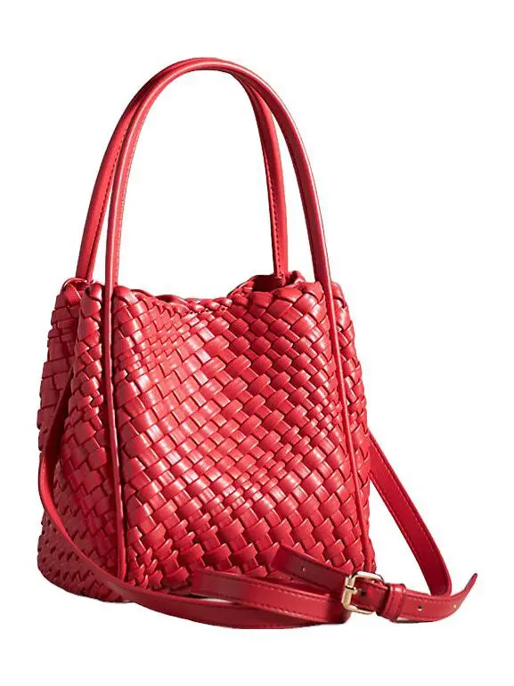 Anthropologie Hollace Woven Mini Tote - Red