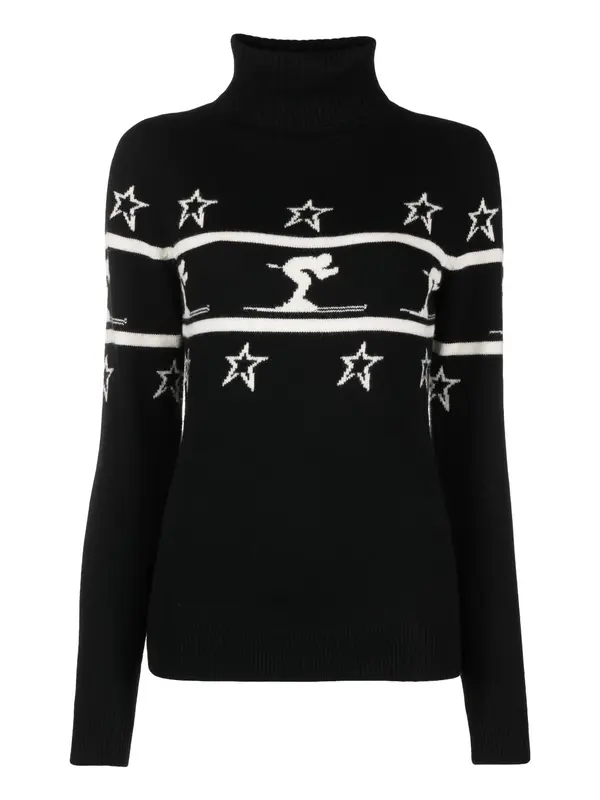 Perfect Moment Little Skier Intarsia Wool Jumper - Black