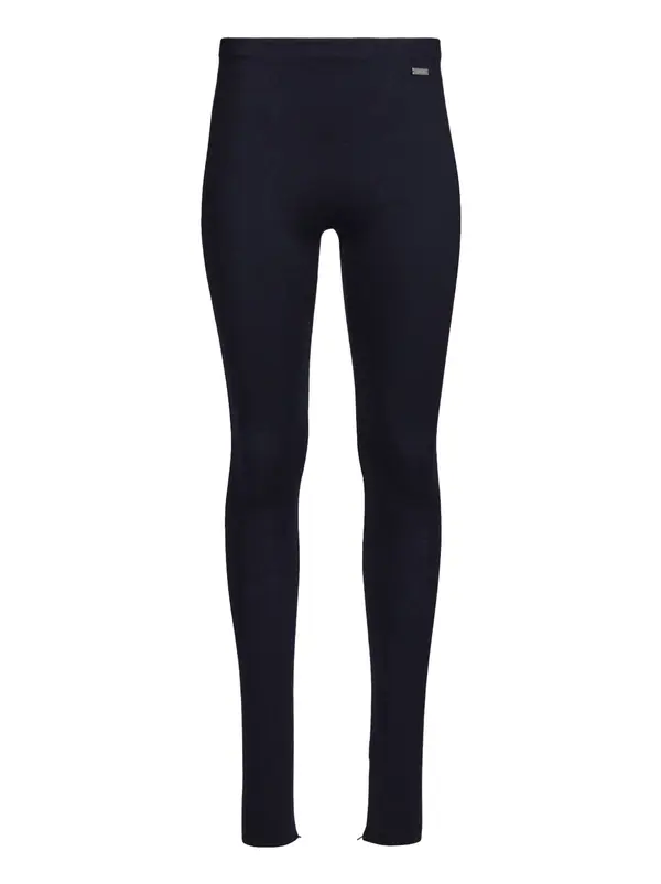 FERRAGAMO Logo-plaque Knitted Leggings - Blue