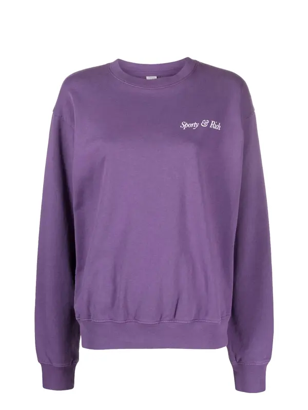 SPORTY & RICH Logo-print Cotton Sweatshirt - Purple