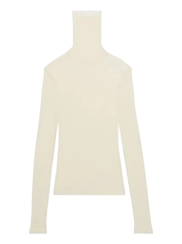 Ami Ribbed Roll-neck Top - Neutrals