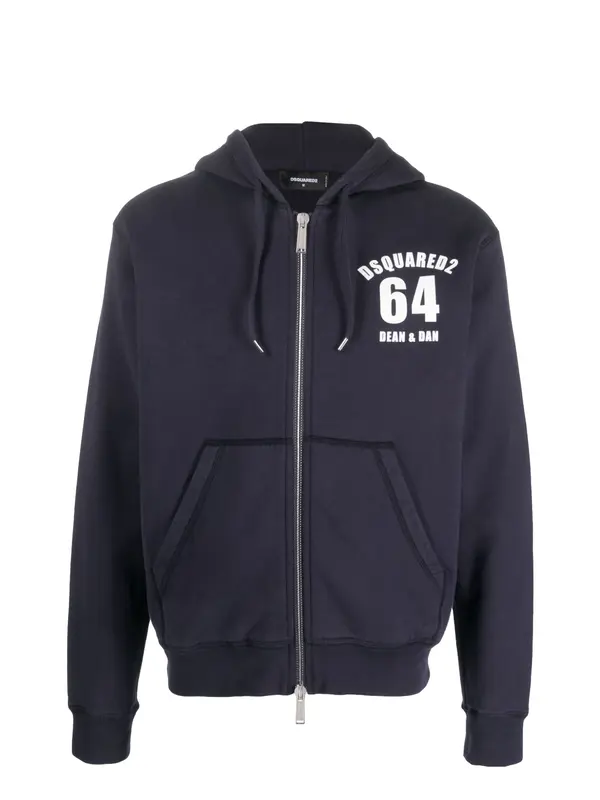 Dsquared2 Logo-print Zip-fastening Hoodie - Blue