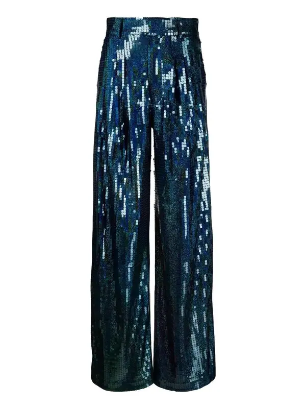 THE NEW ARRIVALS ILKYAZ OZEL Mia Sequinned Wide-leg Trousers - Blue
