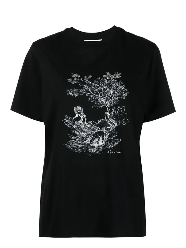 Coperni Illustration-print Cotton T-shirt - Black