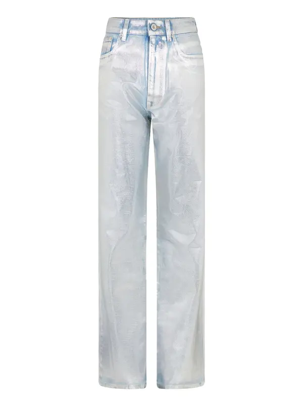 Rabanne Metallic Finish Straight-leg Jeans - Silver