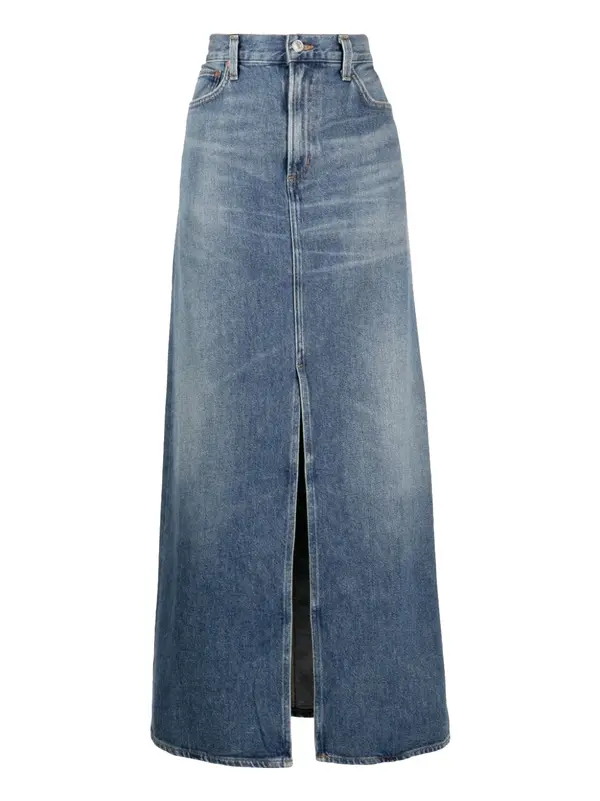 AGOLDE Leif Mid-rise Denim Maxi Skirt - Blue