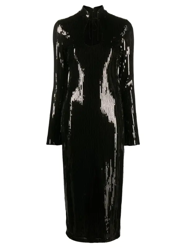 DE LA VALI Lazarus Sequined Midi Dress - Black