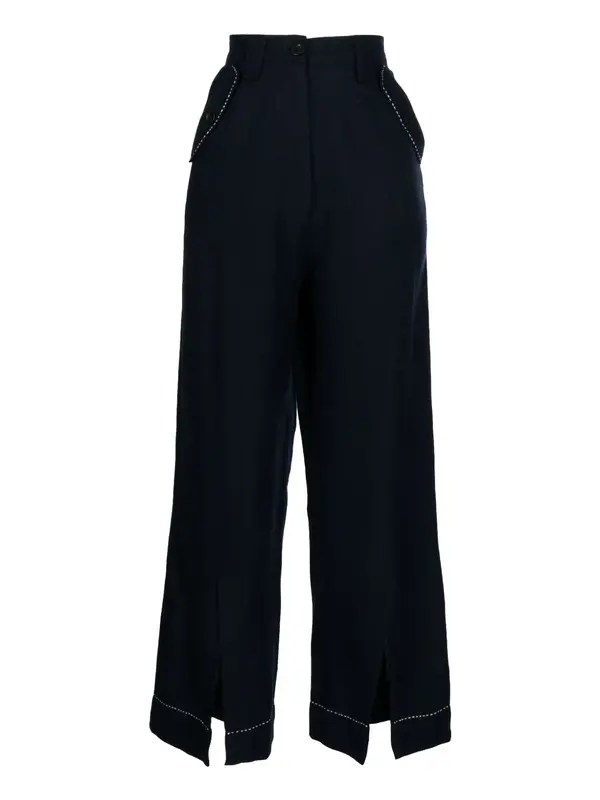 LOVEBIRDS Wide-leg Cropped Trousers - Blue