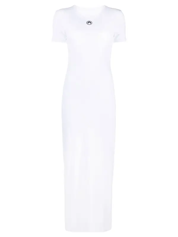 MARINE SERRE Crescent Moon Logo Midi Dress - White