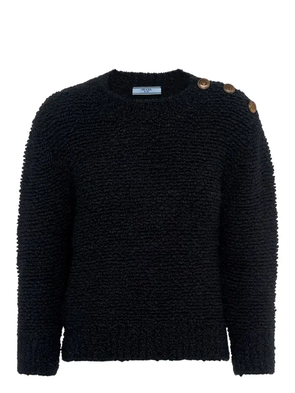 Prada Triangle-logo Bouclé Jumper - Black