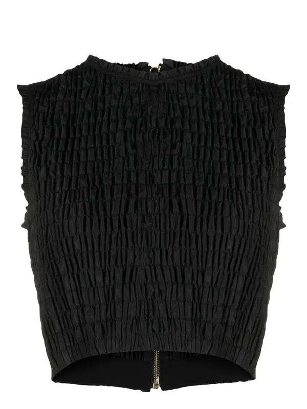 Patou Smock-detail Crop Top - Black