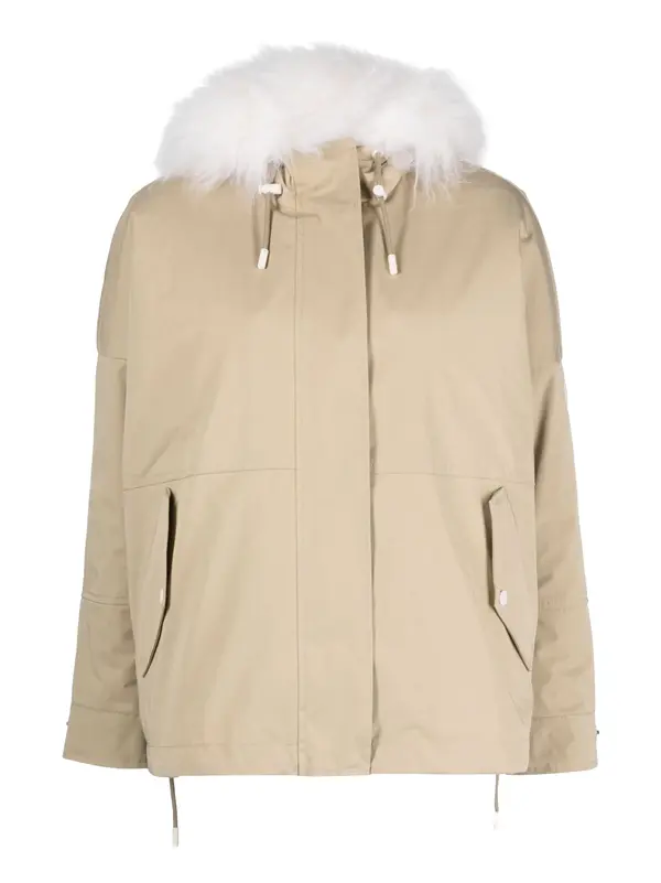 YVES SALOMON Reversible Hooded Cropped Parka - Neutrals
