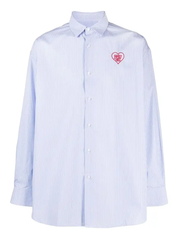 FAMILY FIRST Logo-embroidered Striped Cotton Shirt - Blue