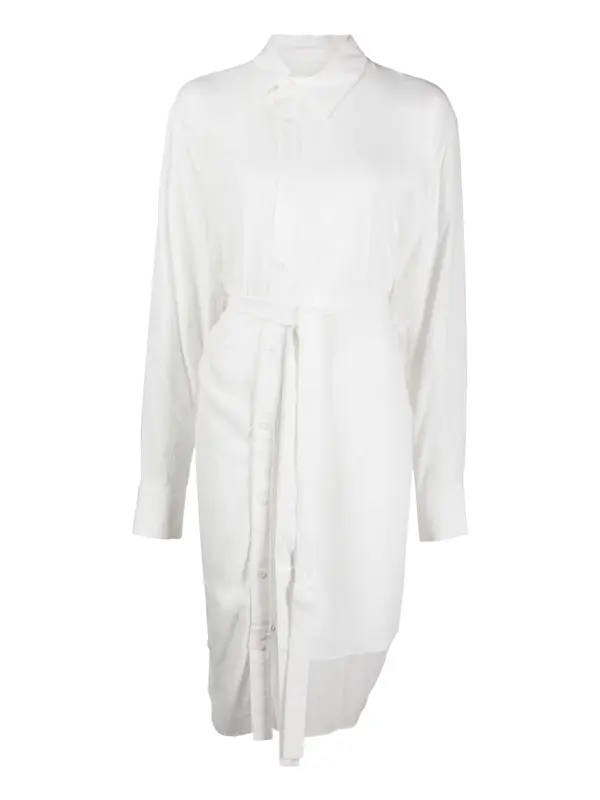 Yohji Yamamoto Tied-waist Asymmetric Shirt - White