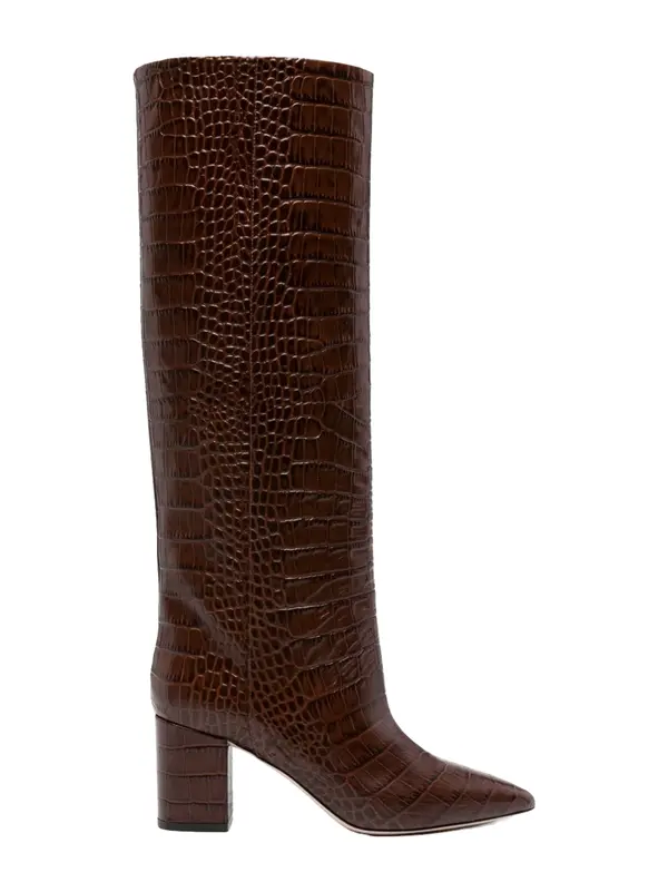 Paris Texas Anja 70mm Crocodile-effect Boots - Brown