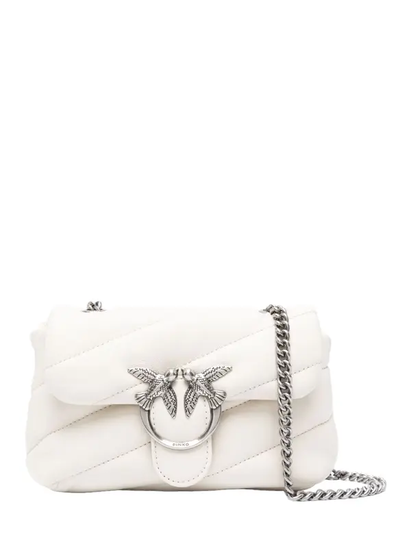 Pinko Baby Love Quilted Leather Shoulder Bag - White