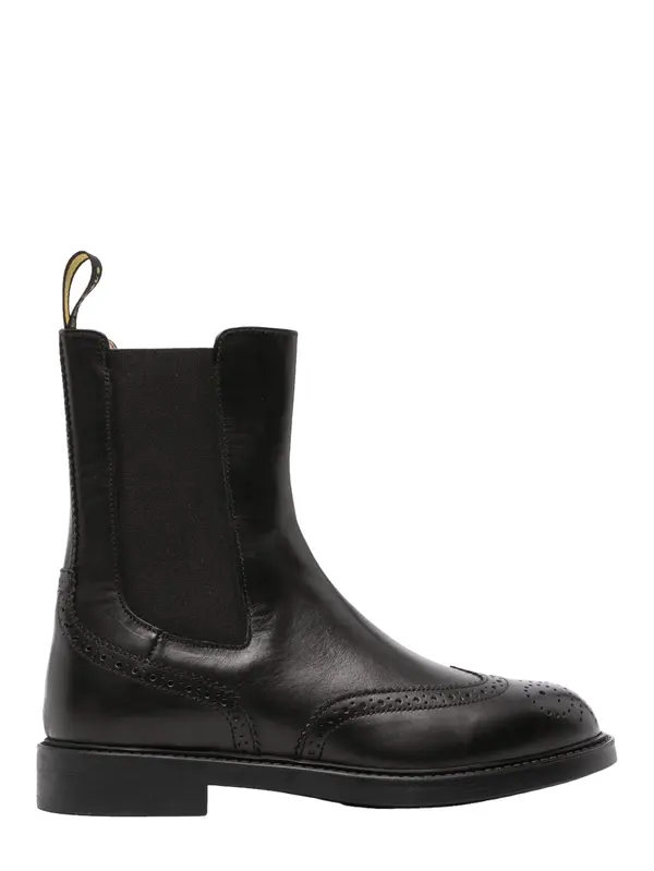 DOUCAL'S Perforated Leather Chelsea Boots - Black