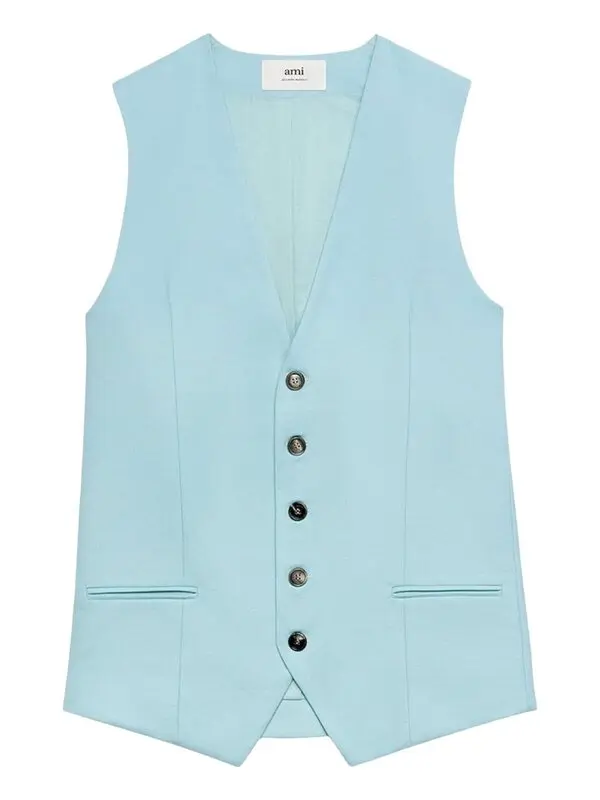 Ami Tailored Virgin Wool Waistcoat - Blue