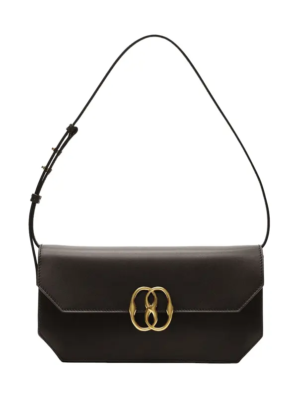 Bally Emblem Leather Shoulder Bag - Black