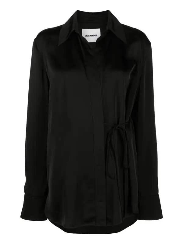 JIL SANDER Tie-fastening Wrap Shirt - Black