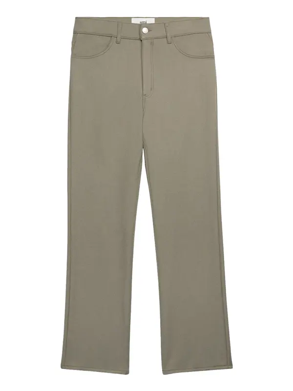 Ami Wool Straight-leg Trousers - Grey