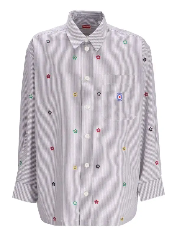 Kenzo Flower-print Cotton Shirt - Grey